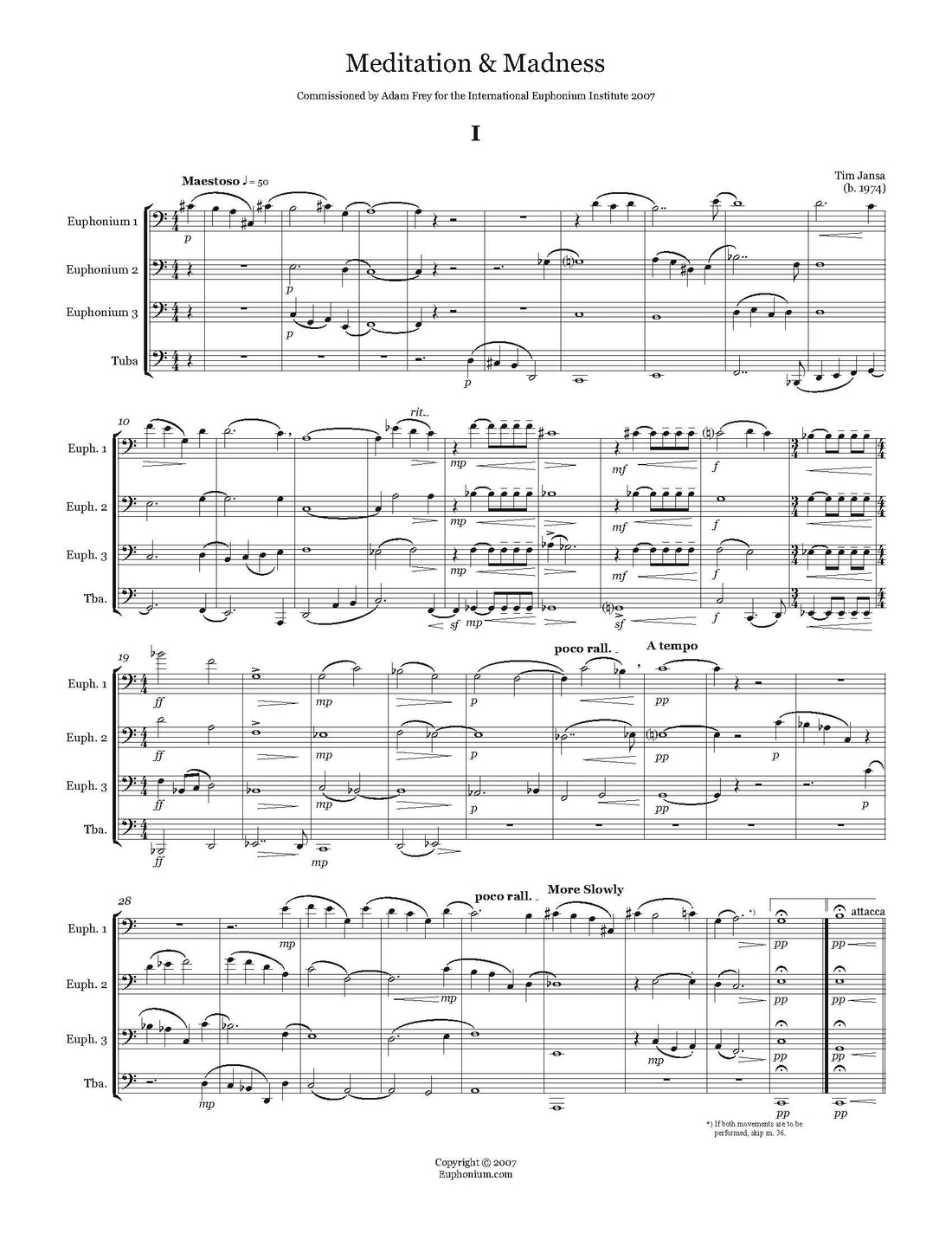 Jansa, Tim - Meditation and Madness – TubaMusic.com & Euphonium.com